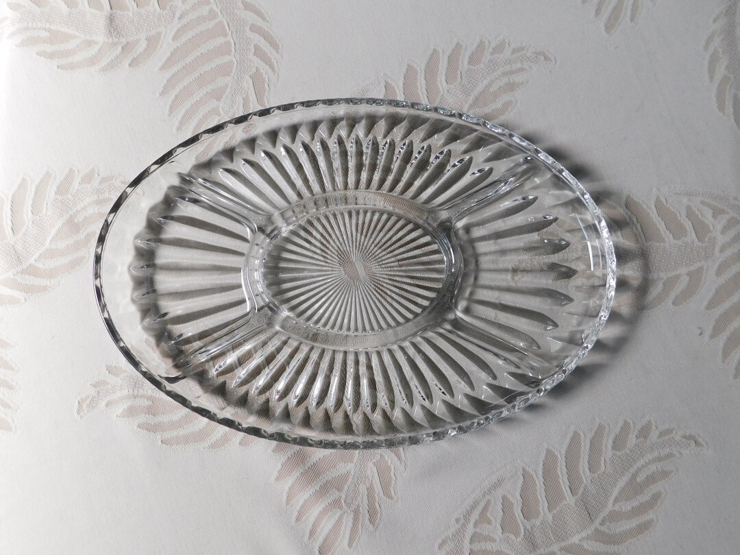 Crystal Oval Serving Platter/crystal Salad Serving Plate/thick ...