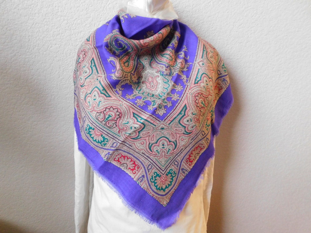 Specialty House 100% Fringe Wool Scarf/made in Japan Purple Wool Scarf ...