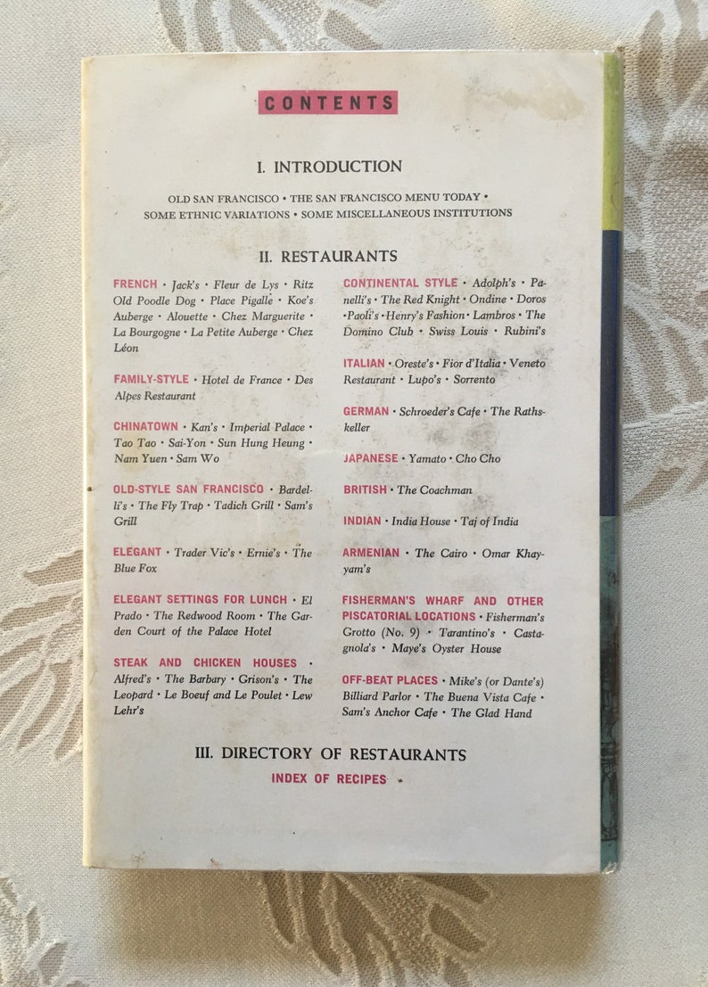 1963 a Cook's Tour of San Francisco Cookbook/the Best - Etsy