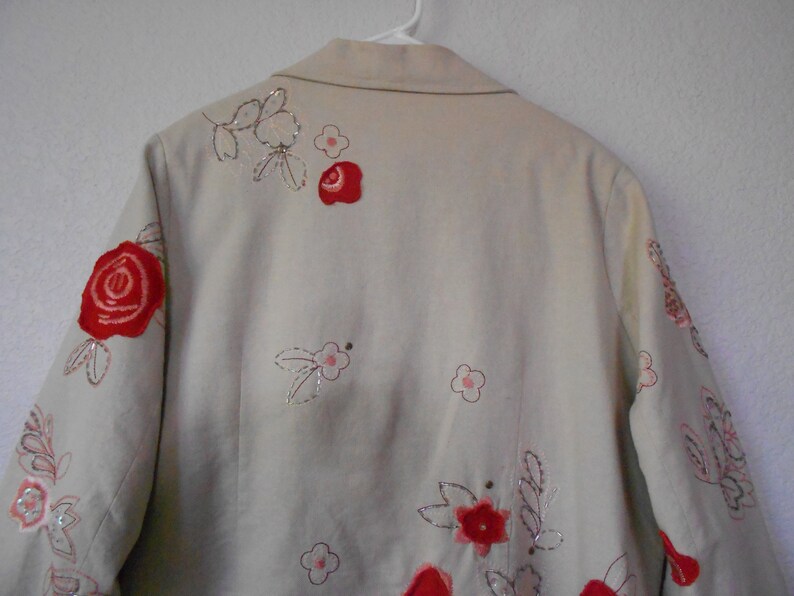 Anne Carson Size 2X Beige Jacket/embellished Linen Cotton - Etsy