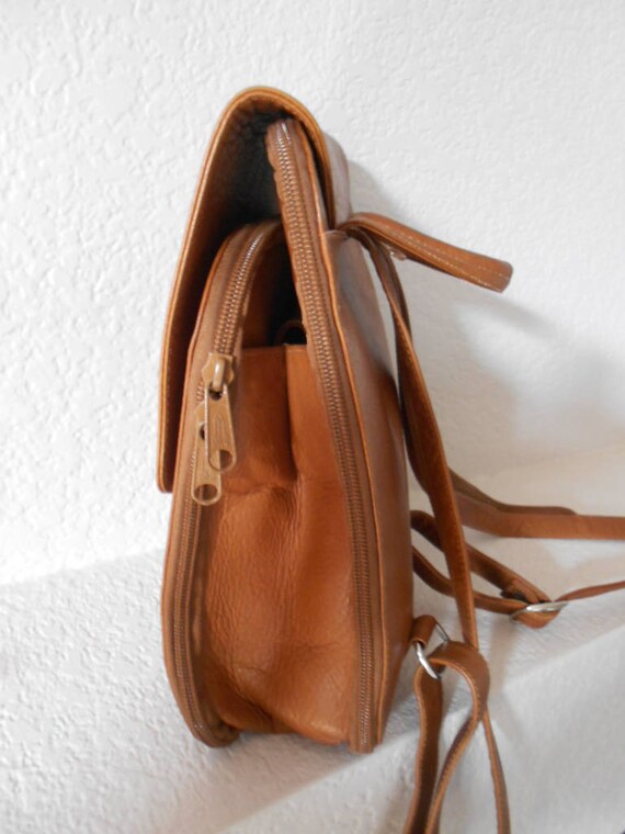 TAN Leather backpack/messenger organizer tan backpack… - Gem