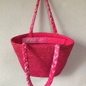 Cappelli Straworld Large Straw Tote Bag/hot Pink Straw Fabric Braided ...