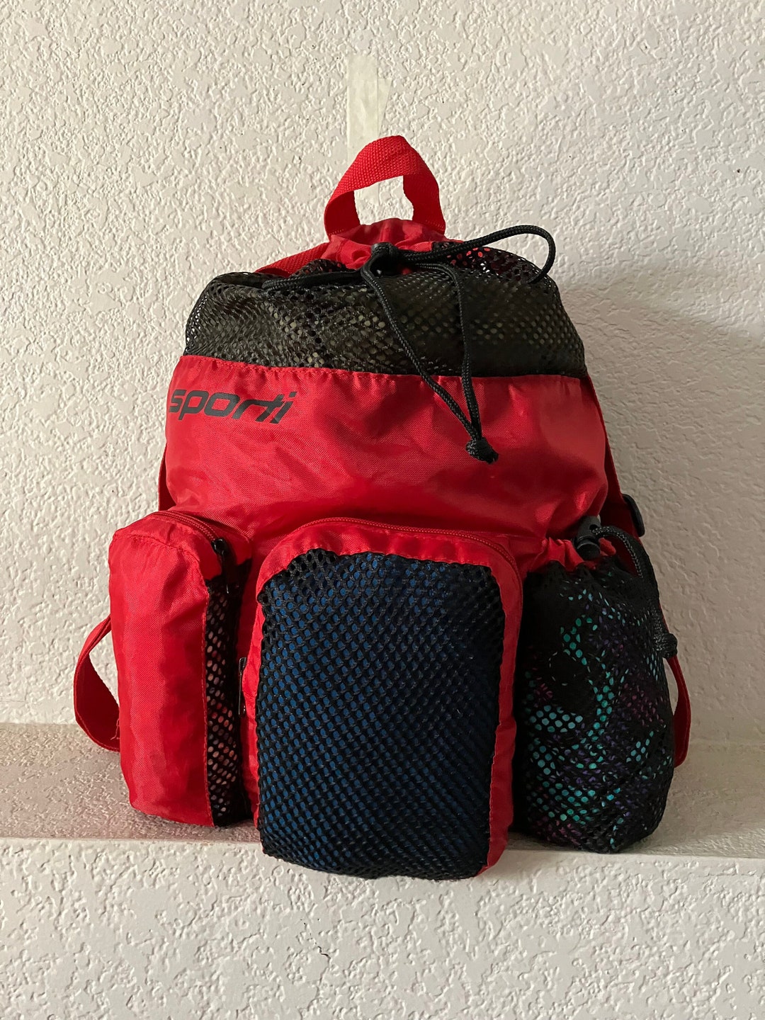Red Black Mesh Sporty Backpack/red Black Mesh Backpack/sporty Light ...