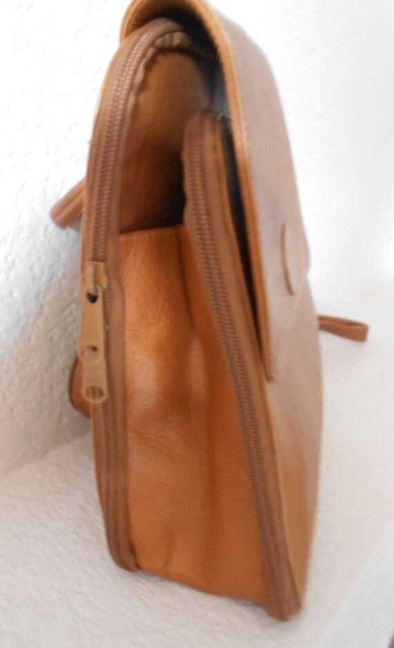 TAN Leather backpack/messenger organizer tan backpack… - Gem