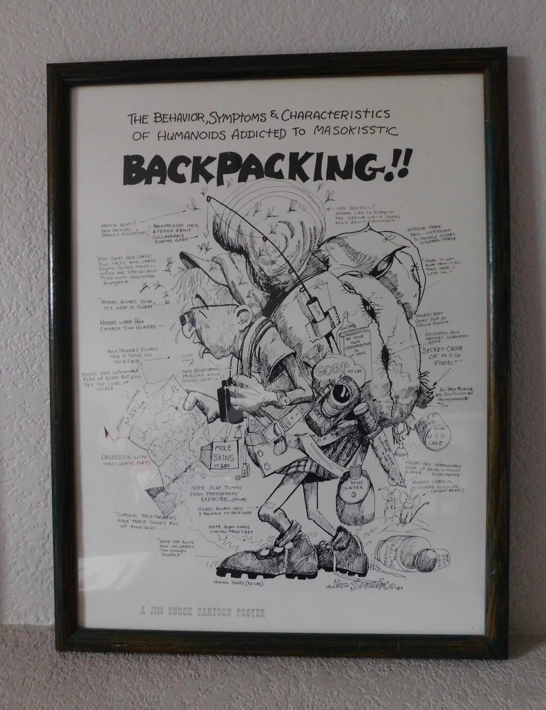 1987 Jim Snook Backpacking Cartoon Poster - Etsy