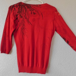 Cecilia Benetti Size M Red Knit Top/red Gold Embellished Beads Red Knit ...