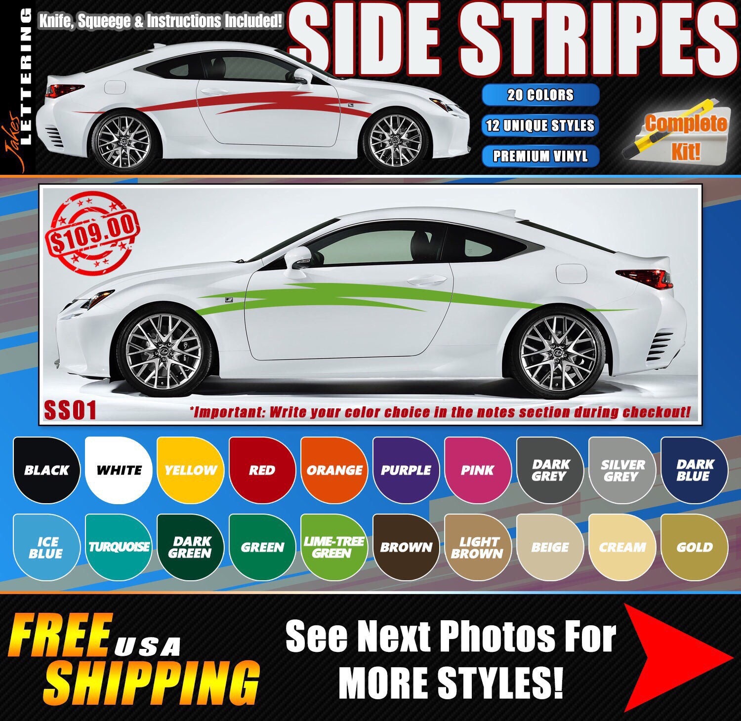 Stripes, Stickers, Car Decals, Car Stickers, Body Side Graphics, Vinyl ...
