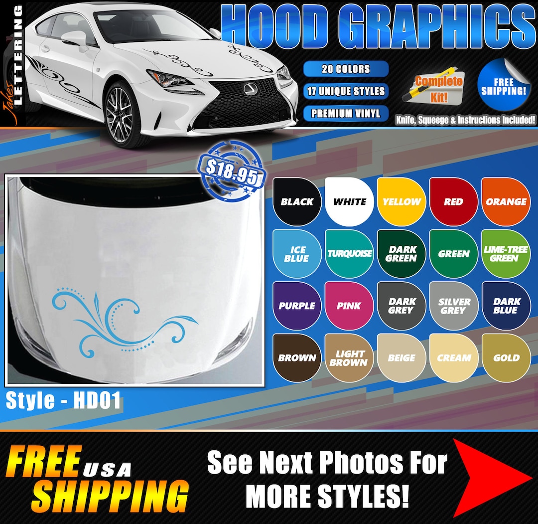 Car Stickers, Hood Stickers, Car Decals, Stripes, Vinyl, Hood Decals ...