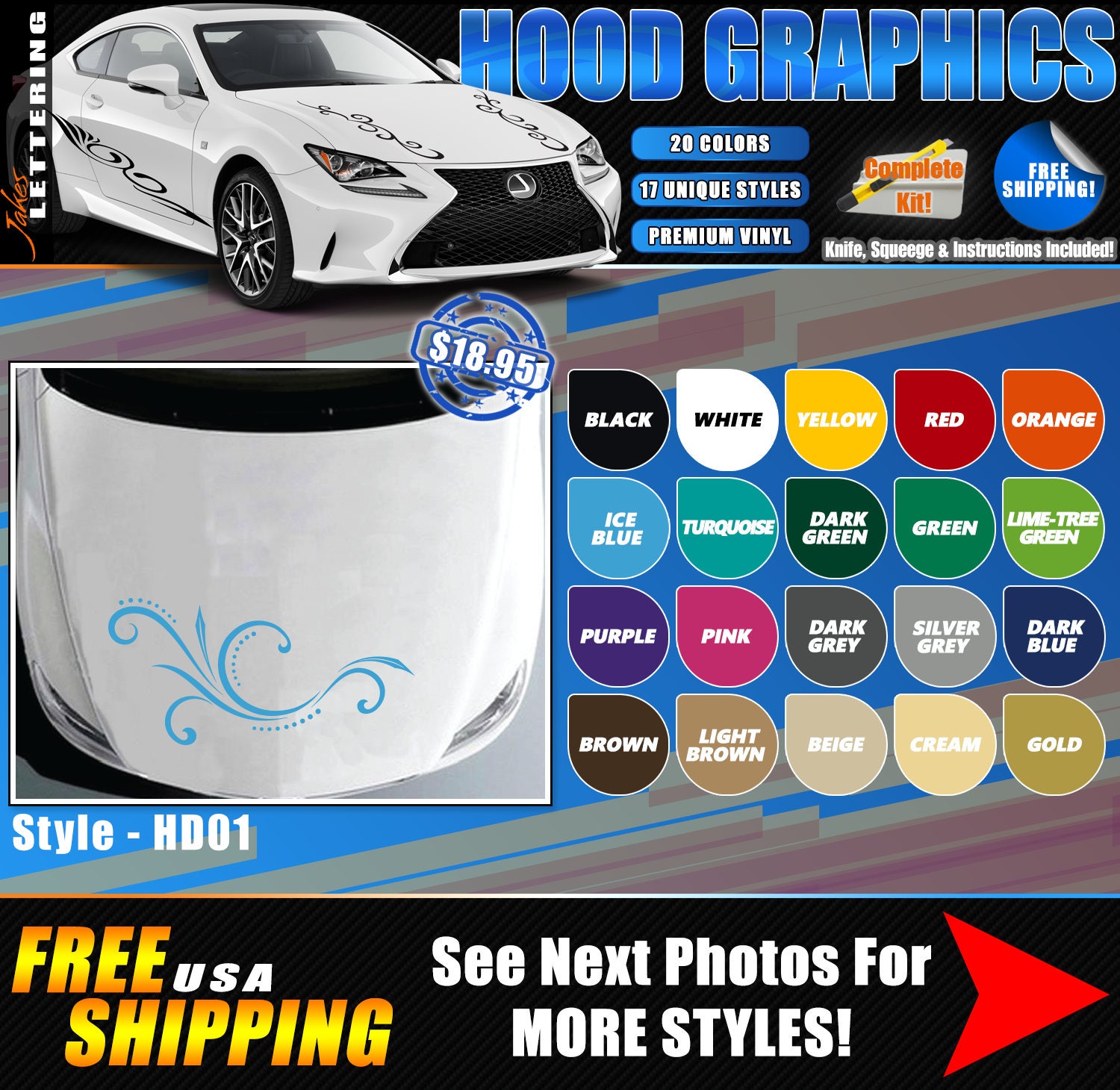 Car Stickers, Hood Stickers, Car Decals, Stripes, Vinyl, Hood Decals ...