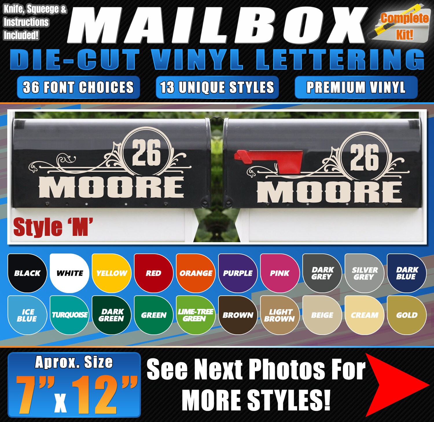 Custom Mailbox Lettering Vinyl Decals, Stickers, Vinyl, Mailbox ...