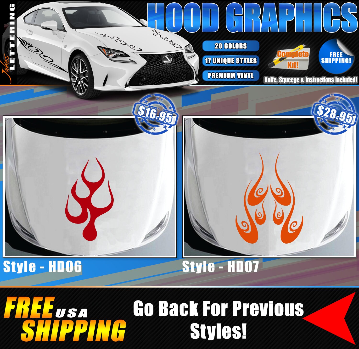 Car Stickers, Hood Stickers, Car Decals, Stripes, Vinyl, Hood Decals ...