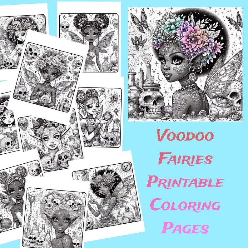 9 Printable African American Fairy Coloring Pages - Etsy