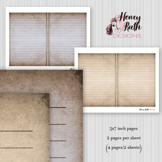 Lined Journaling Paper Printable Collage Sheets Sepia Antique | Etsy