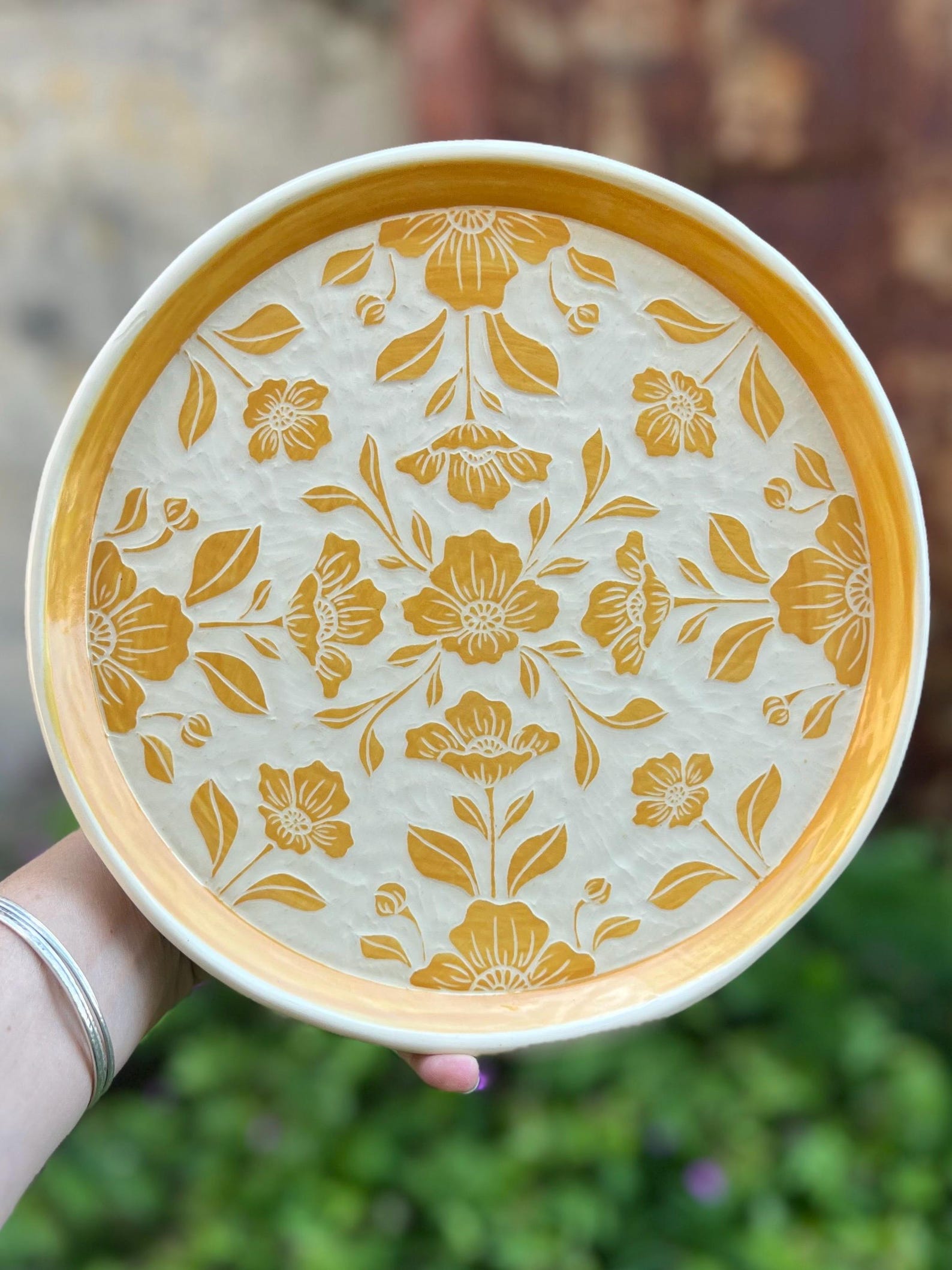 Golden Yellow Poppy Floral Mandala Plate - Etsy
