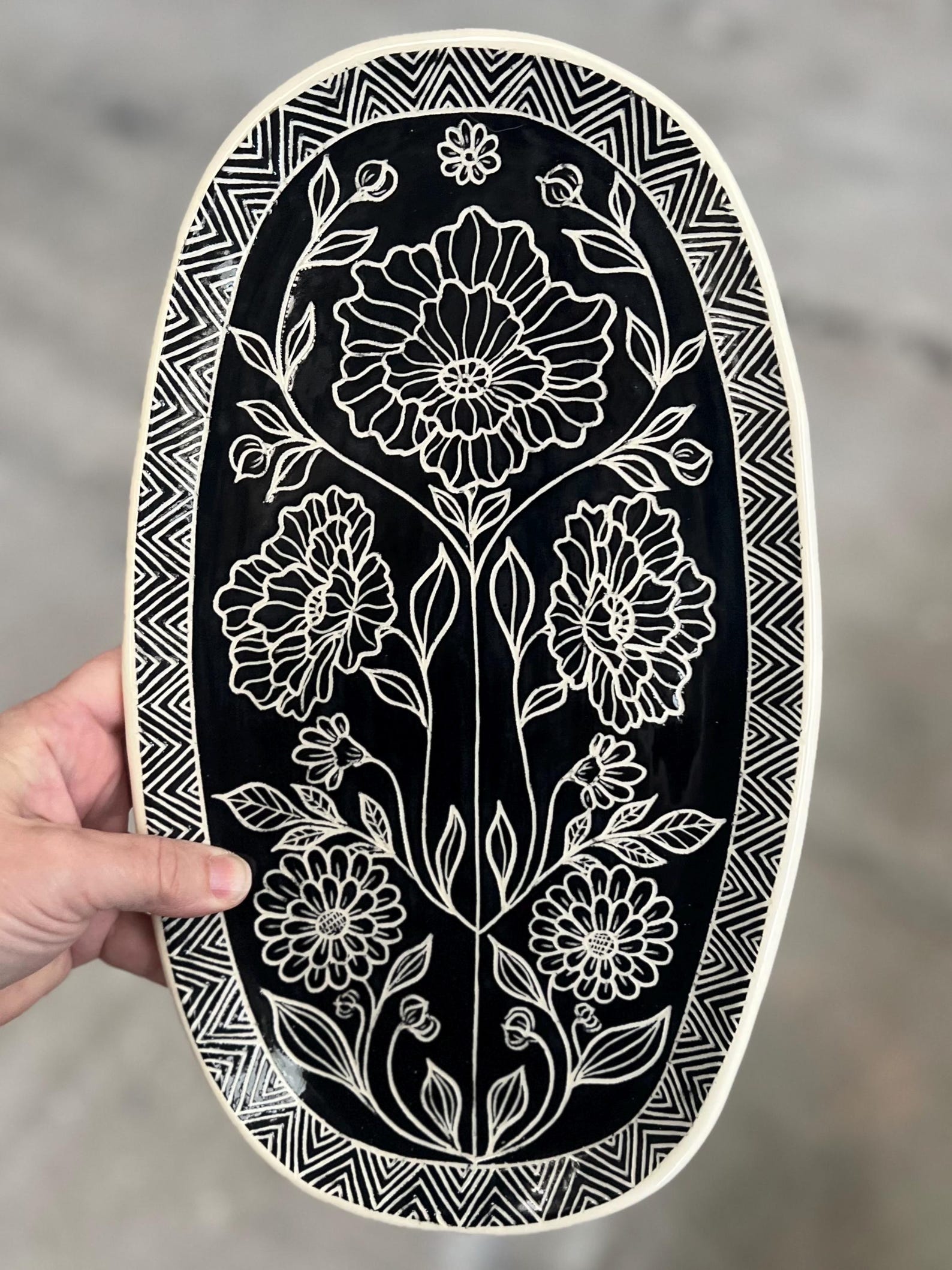 Black and White Floral Tree of Life Platter - Etsy