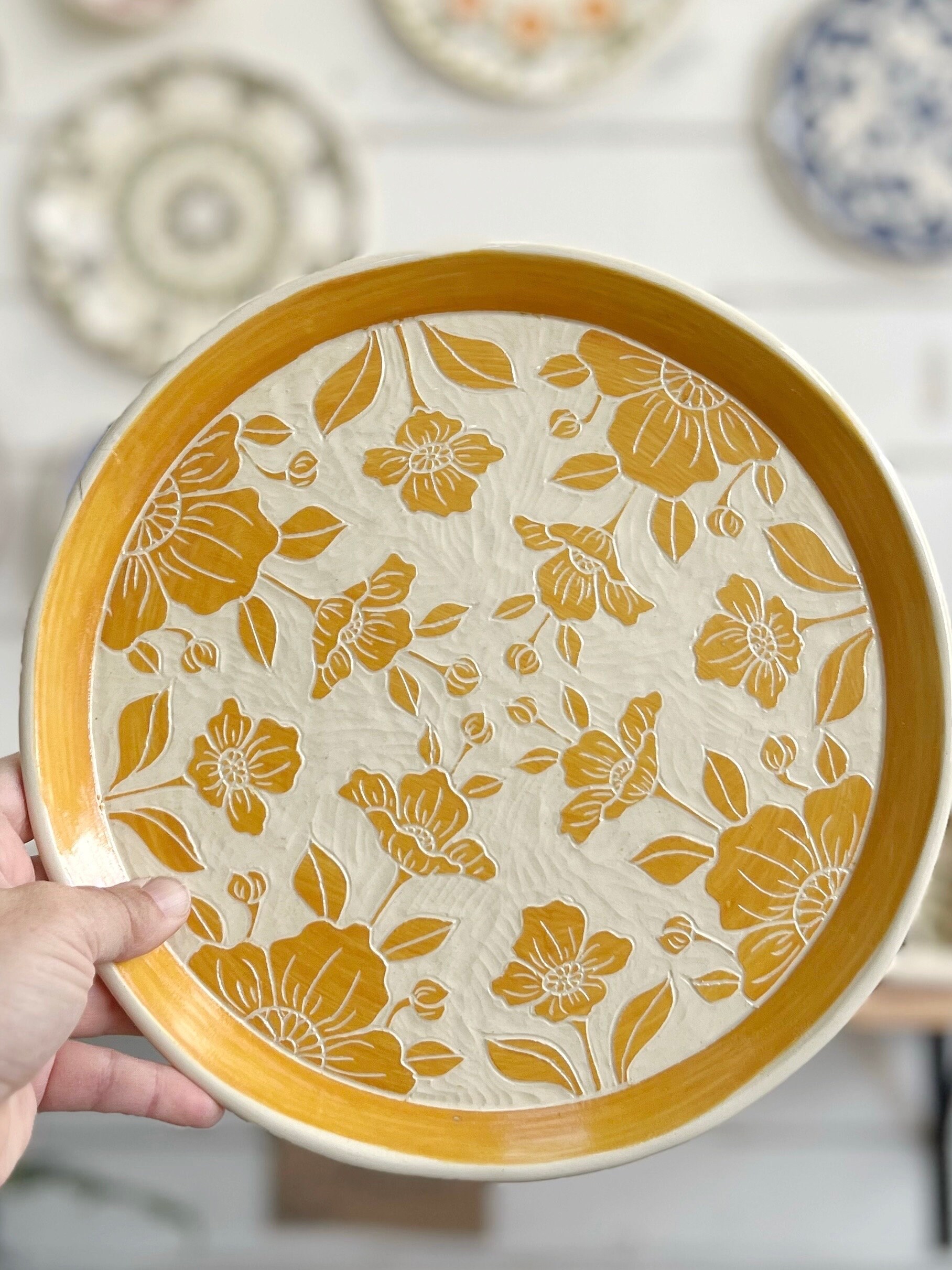 Golden Yellow Floral Mandala Plate - Etsy