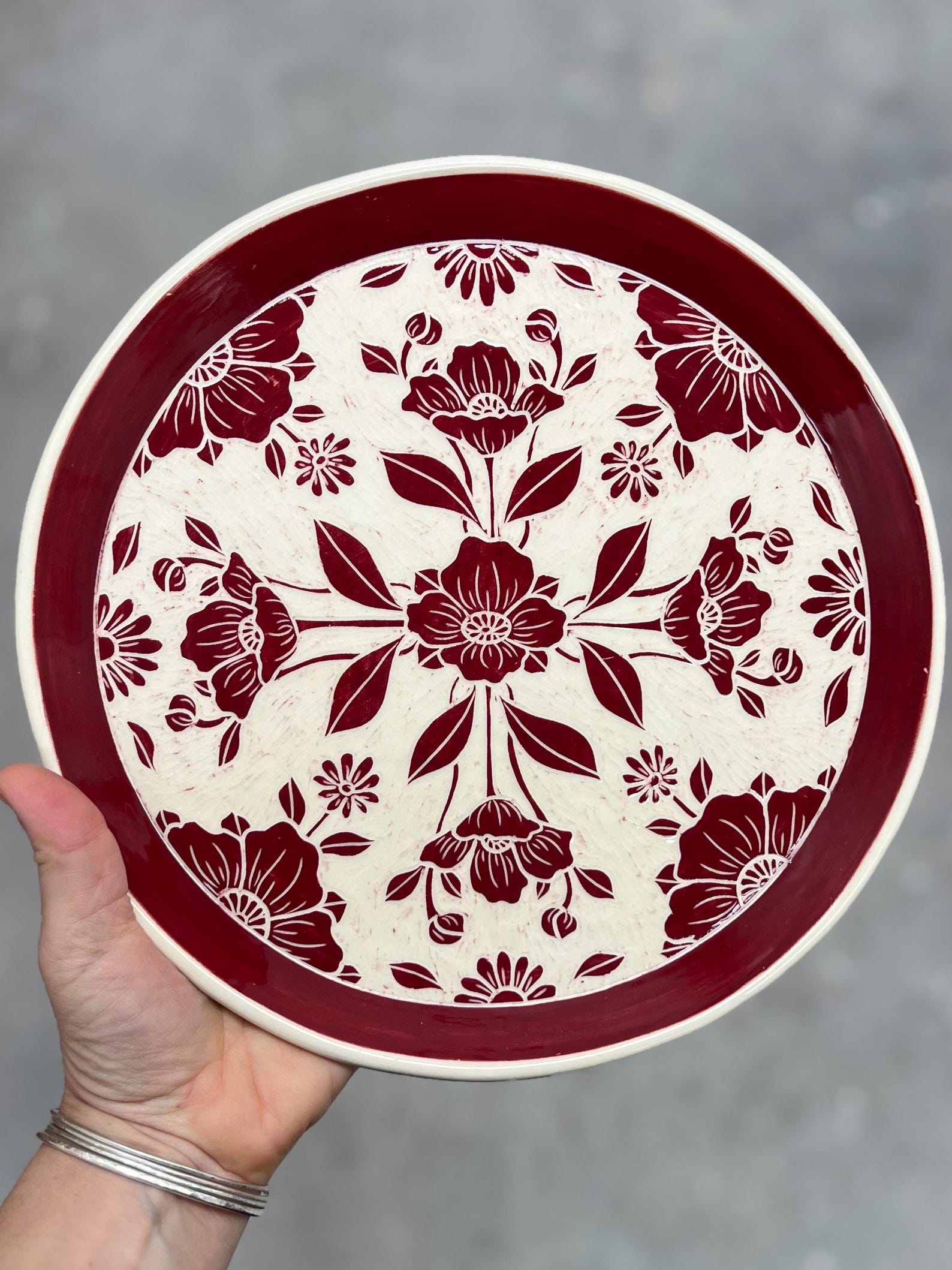 Crimson Poppy Floral Mandala Plate - Etsy