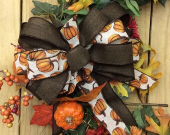 Fall Wreath bow. Orange ribbon. Fall bows. Fall decor. Orange | Etsy