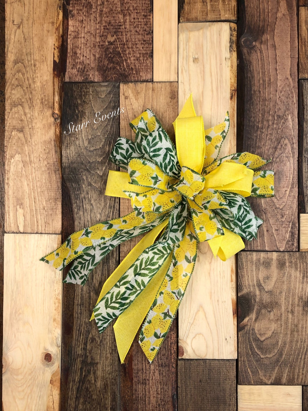 Lemon Wreath Bow. Lemon Ribbon. Bows for Wreaths. Lemon Summer Wreath Bows. Spring Wreath Bows ...