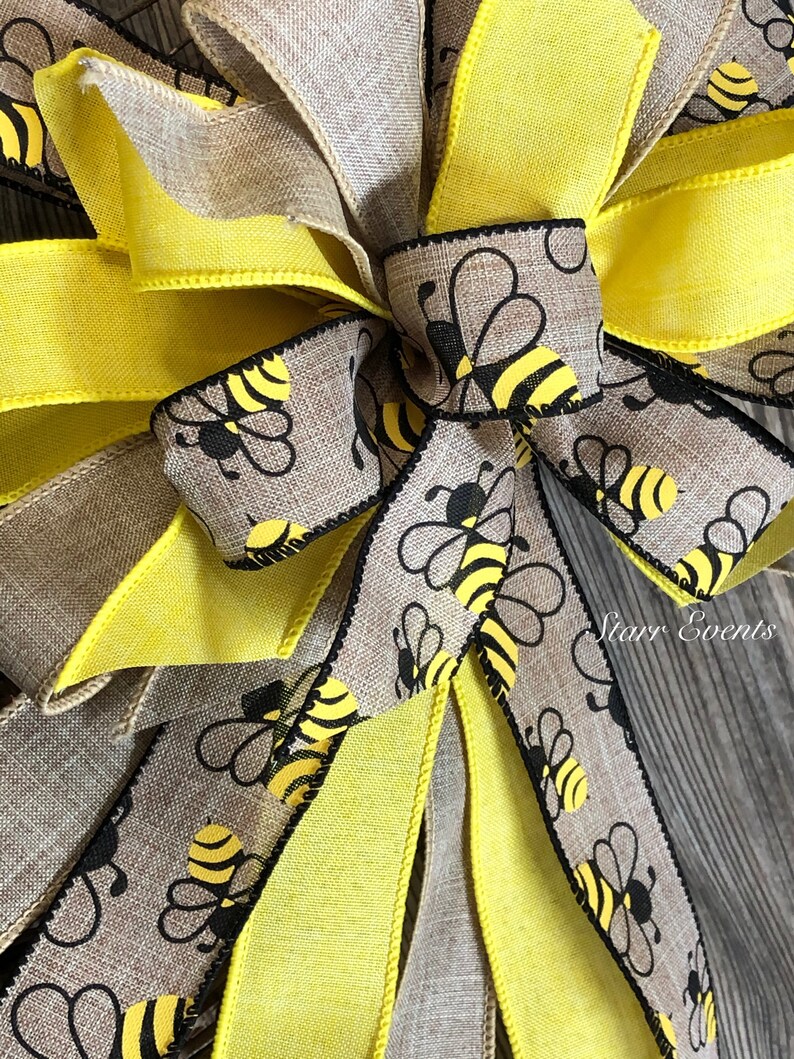 Bumble Bee Wreath Bow. Bumble Bee Ribbon. Bows for Wreaths. - Etsy