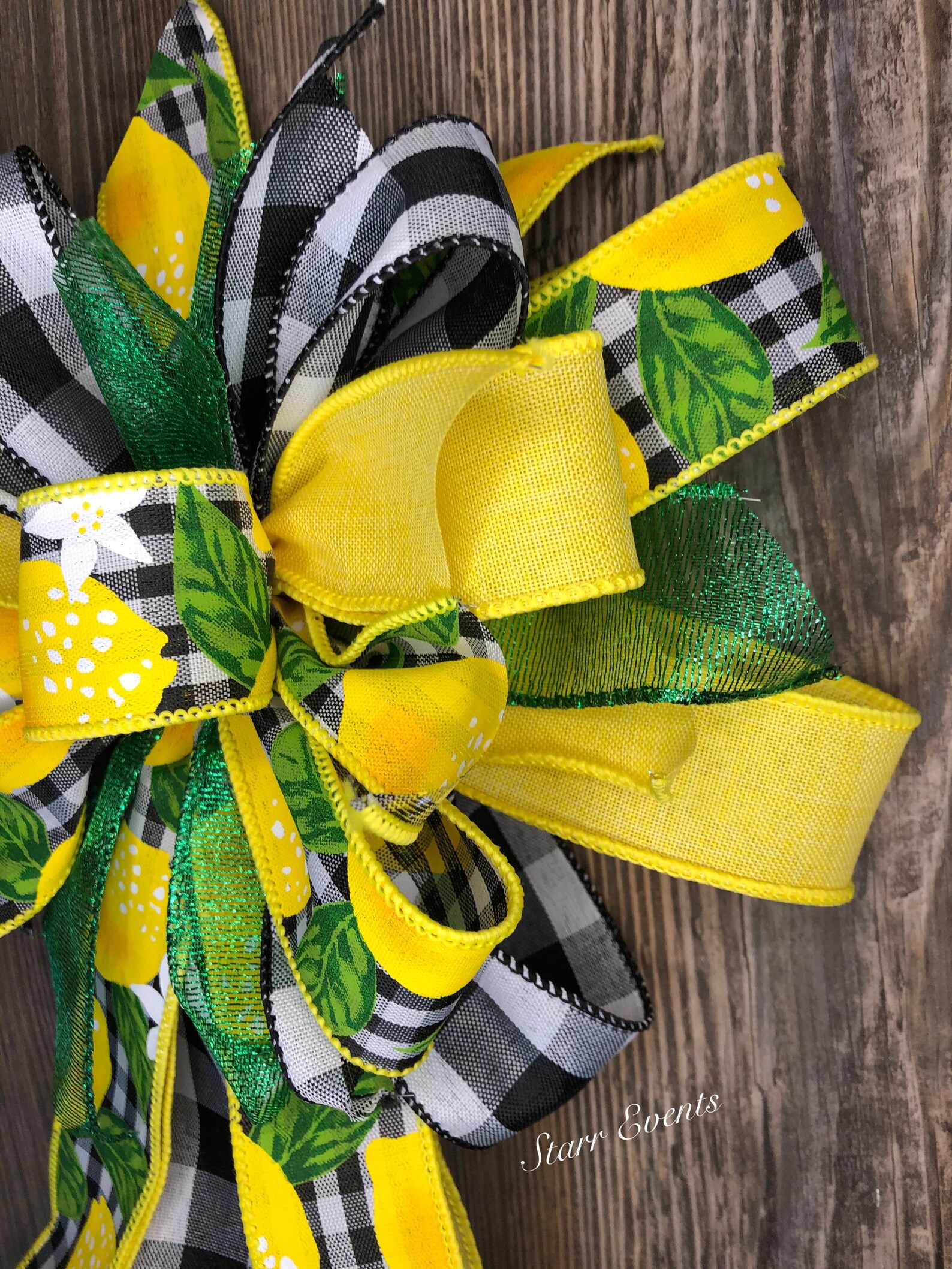 Lemon Wreath Bow Lemon Ribbon Bows For Wreaths Buffalo Etsy