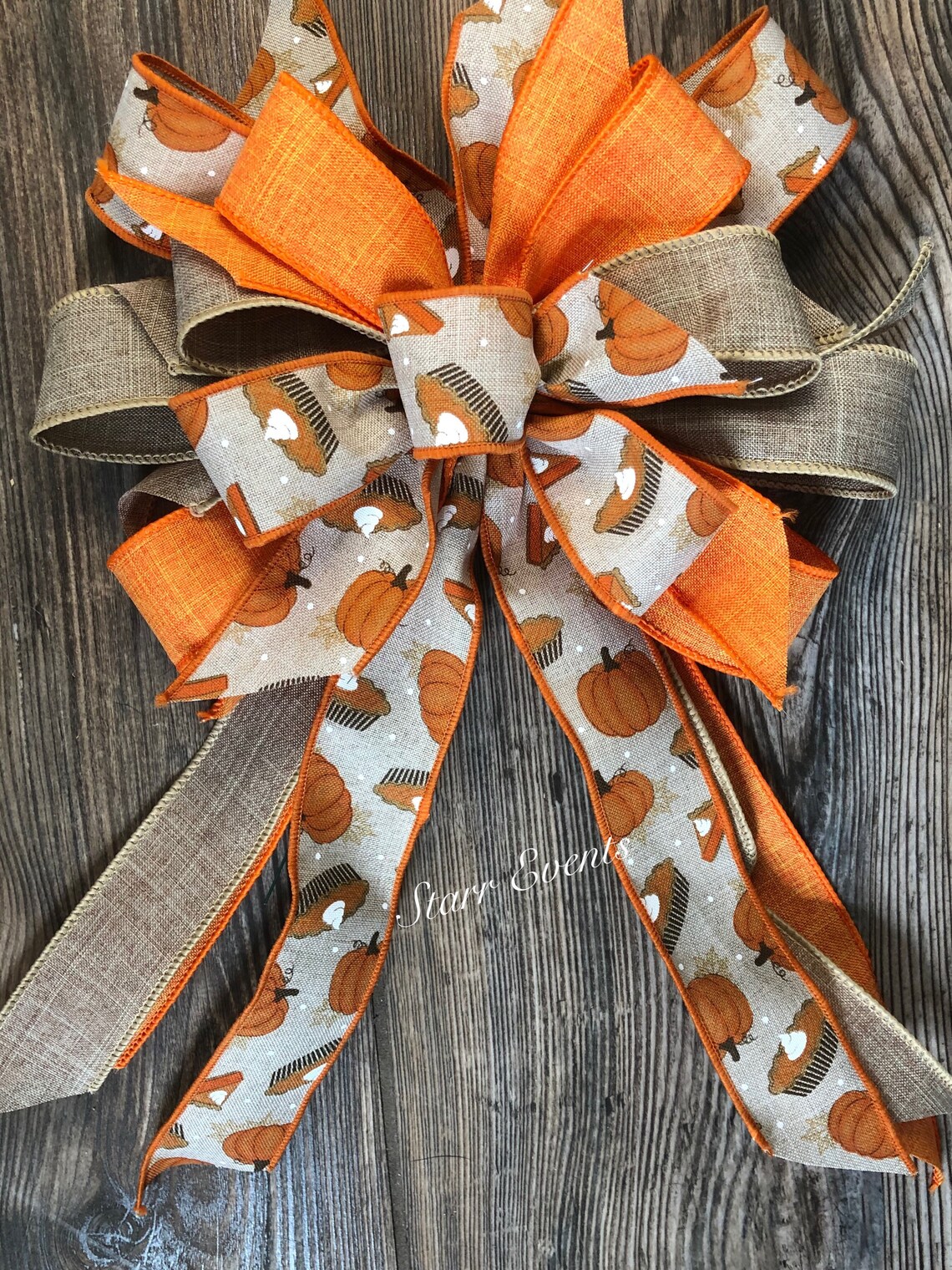 Fall Wreath Bow. Fall Bows. Pumpkin Pie Bows. Bows With Pumpkin Pie ...