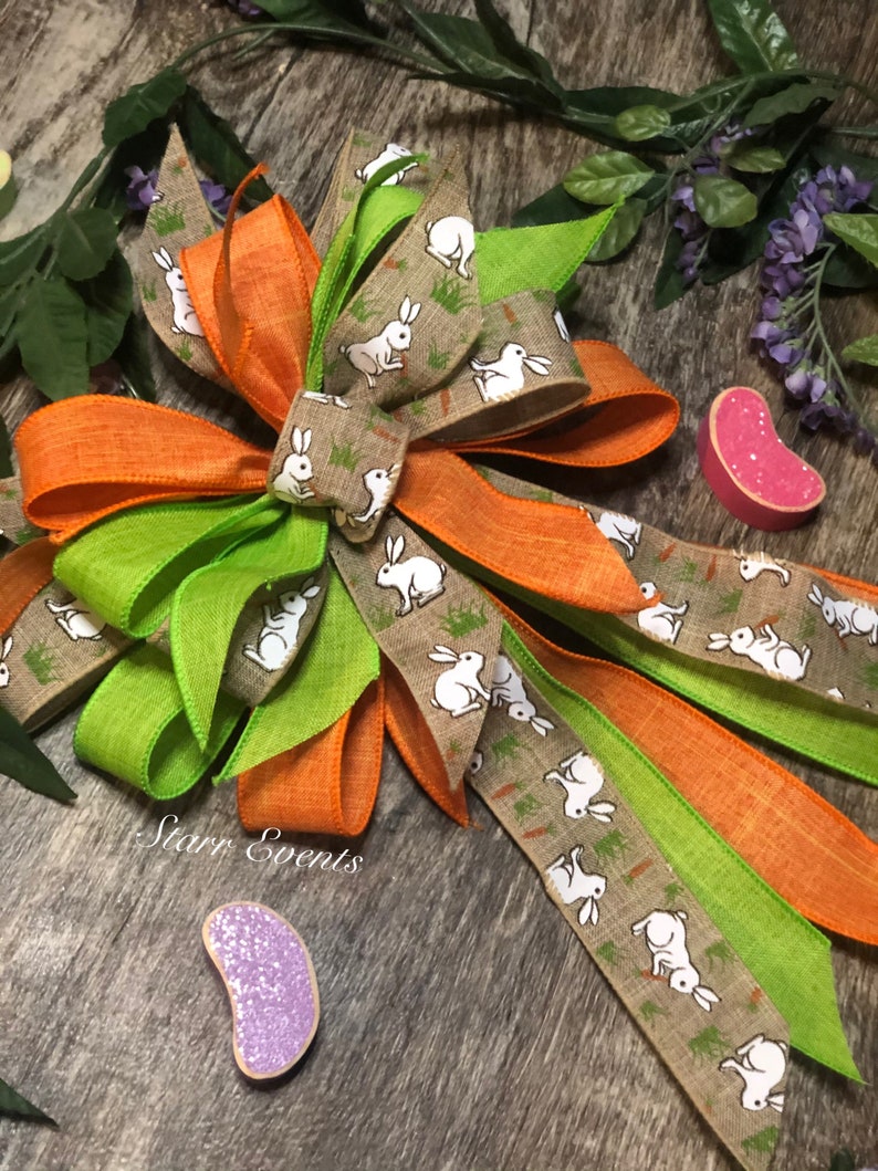 Easter Bows for Wreaths Rustic Easter Decor Faux Burlap Easter - Etsy