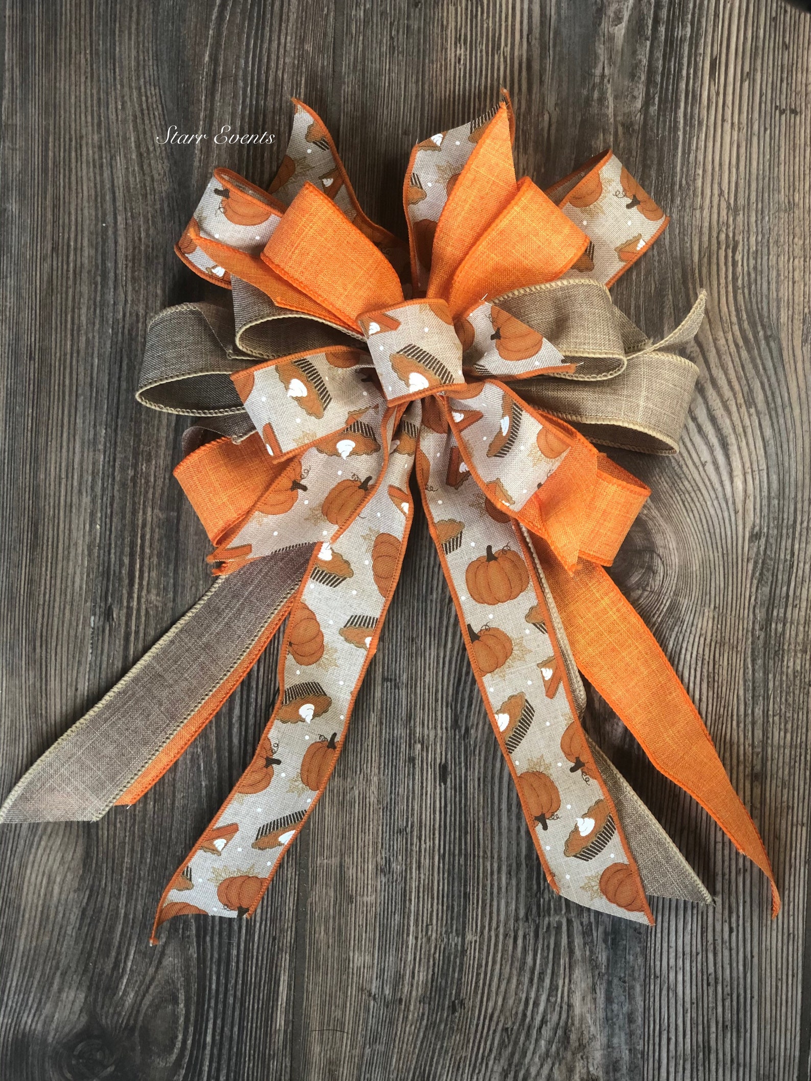 Fall Wreath Bow. Fall Bows. Pumpkin Pie Bows. Bows With Pumpkin Pie ...