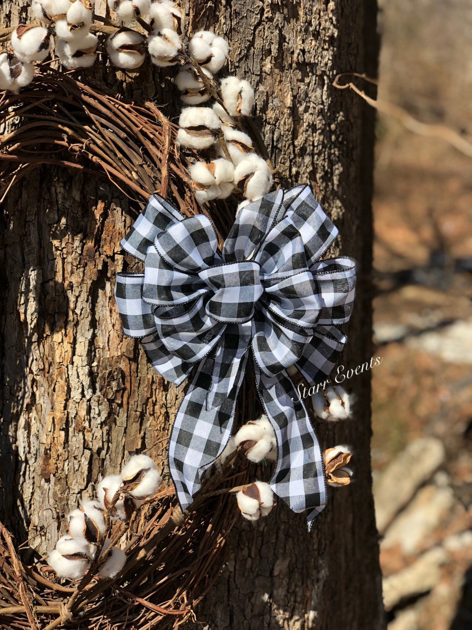 Buffalo Plaid Bow. Rustic Farmhouse Decor. Black and White | Etsy