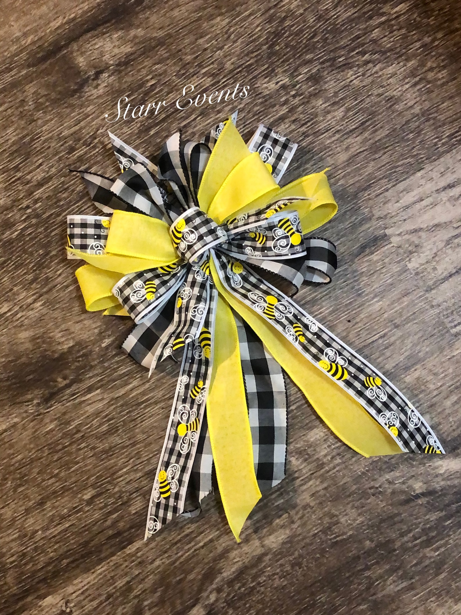 Bumble bee Wreath bow. Bumble bee ribbon. Bee decor Summer | Etsy