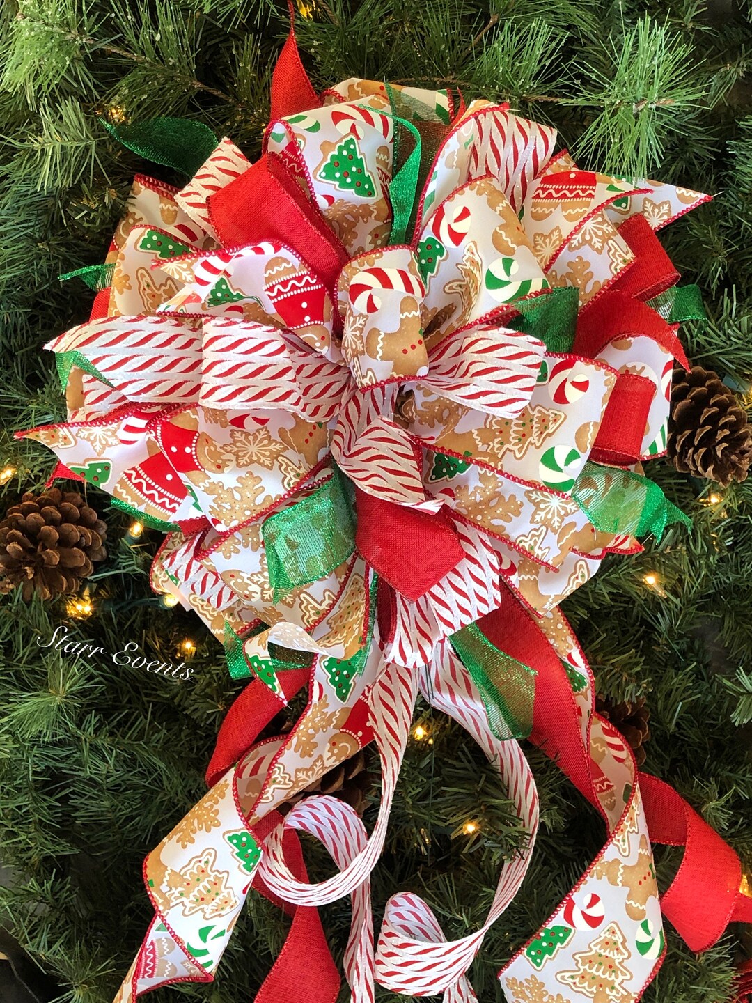 Gingerbread Man Christmas Tree Topper Gingerbread Christmas Tree Bow ...