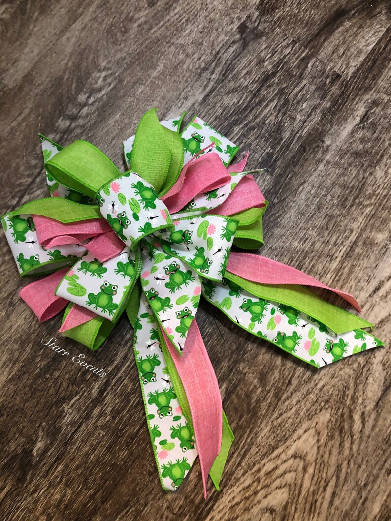 Frog Wreath Bow. Frog Ribbon. Frog Decor Summer Wreath Bow. | Etsy