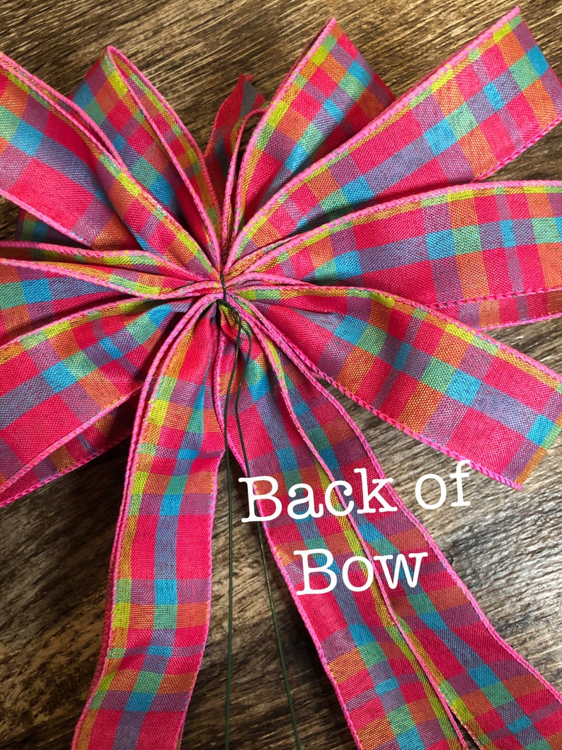 Spring Wreath Bow. Plaid Ribbon. Spring Decor. Bows for - Etsy