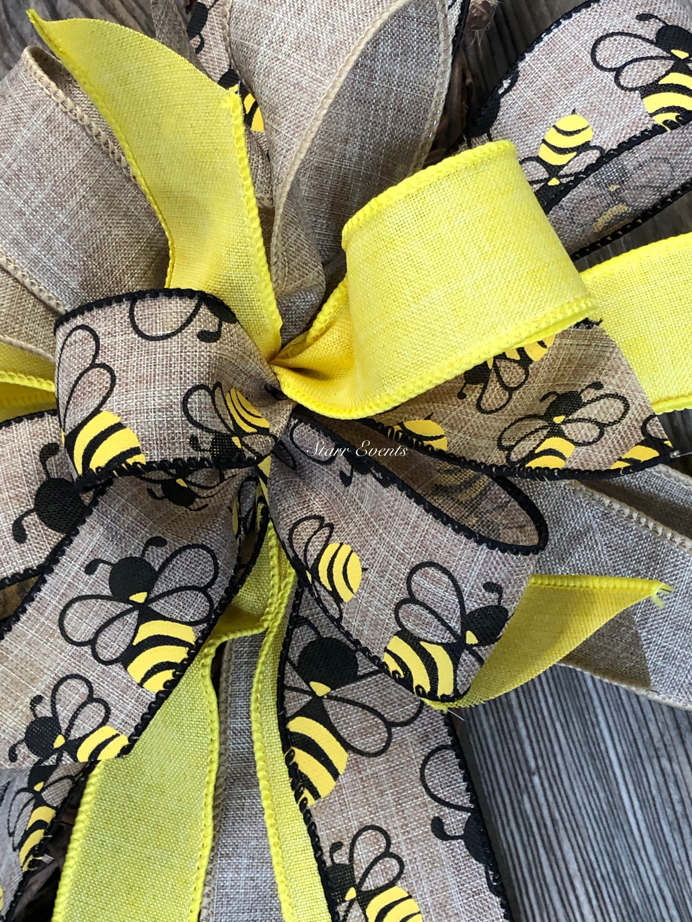 Bumble Bee Wreath Bow. Bumble Bee Ribbon. Bows for Wreaths. | Etsy