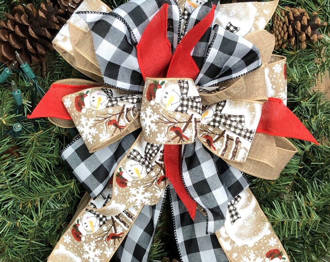 Rustic Christmas Bow Snowman Christmas Wreath Bows. Rustic Christmas ...