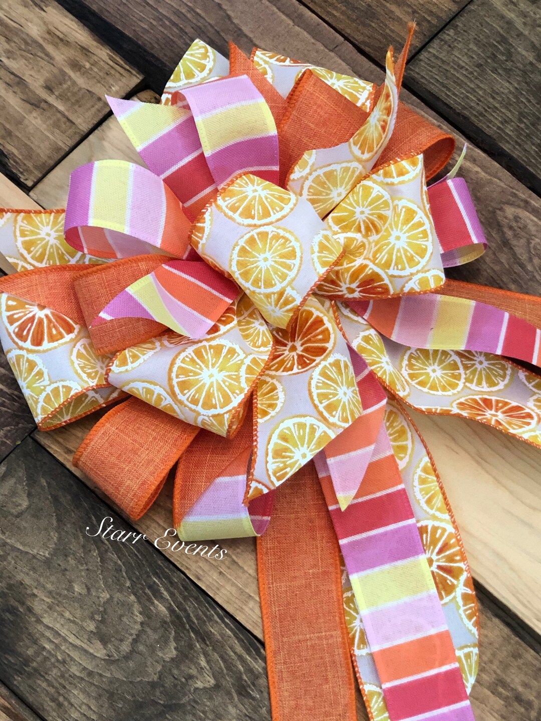 Orange Wreath Bow. Orange Slice Ribbon. Bows for Wreaths With Oranges ...
