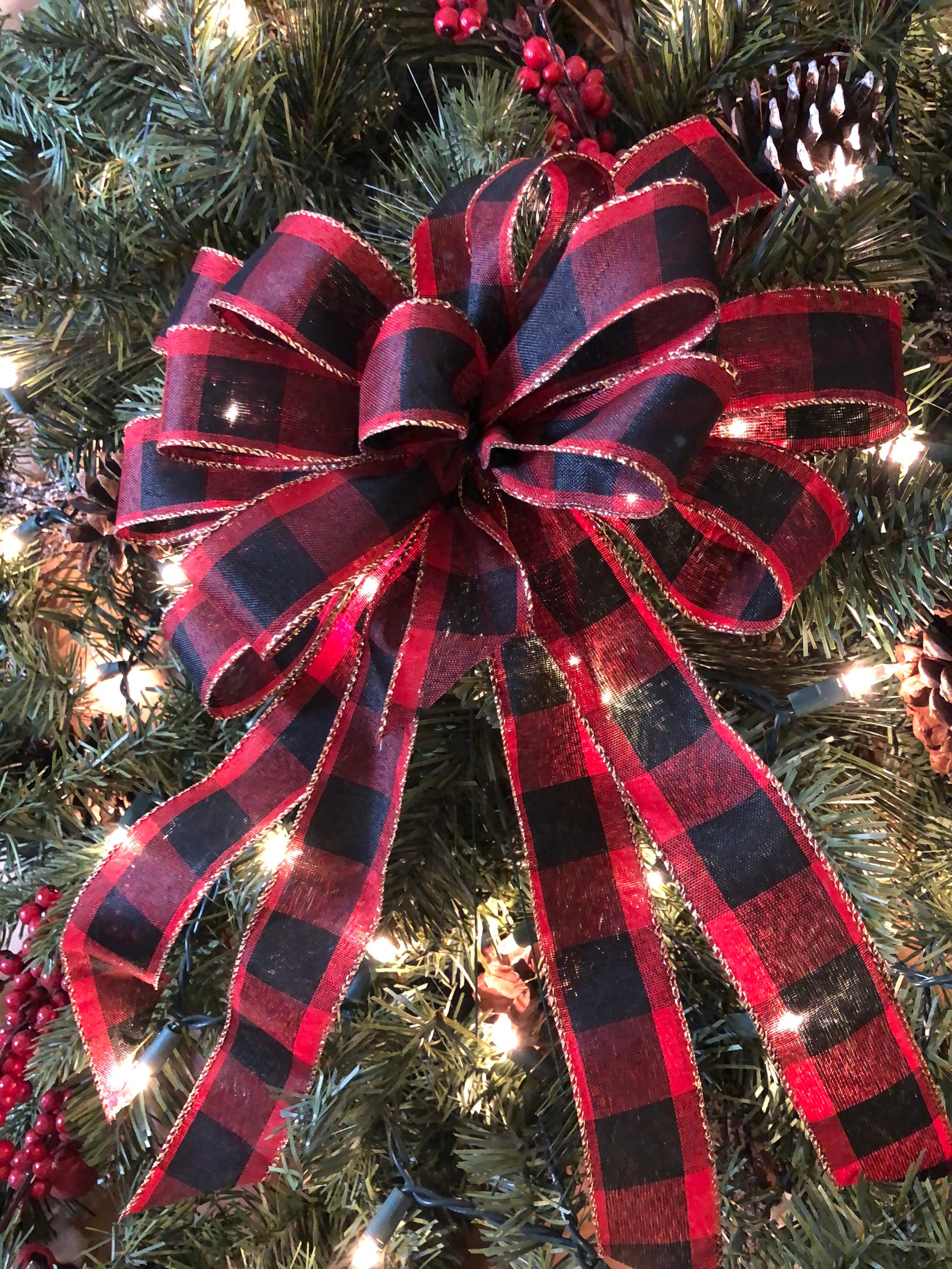 Rustic Christmas decorations. Plaid bows Rustic Christmas | Etsy