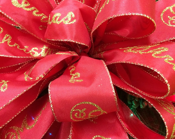 Merry Christmas Tree Topper. Merry Christmas Bows. Red Tree - Etsy