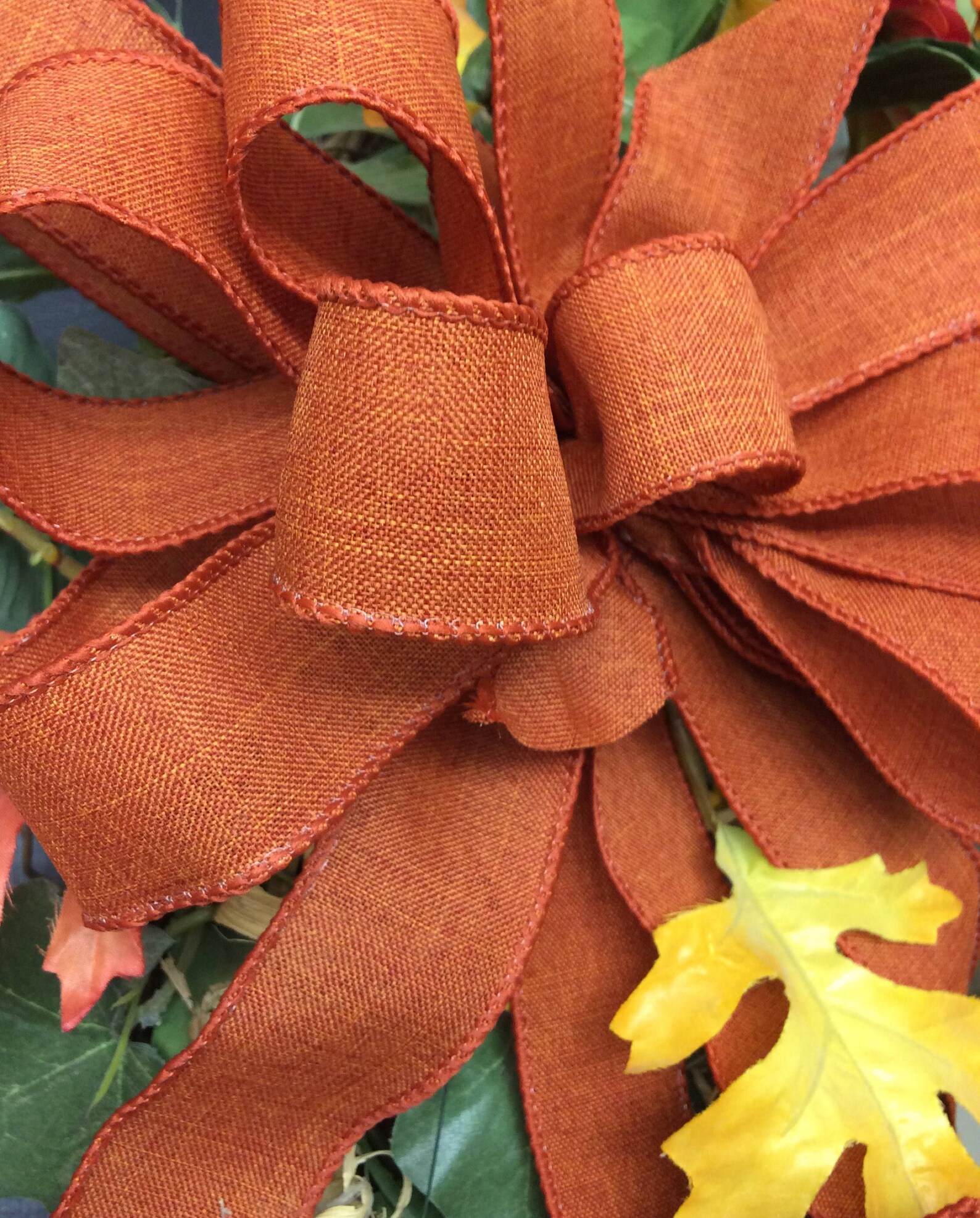 910 Wide Fall Wreath Bow. Burnt Orange Ribbon. - Etsy