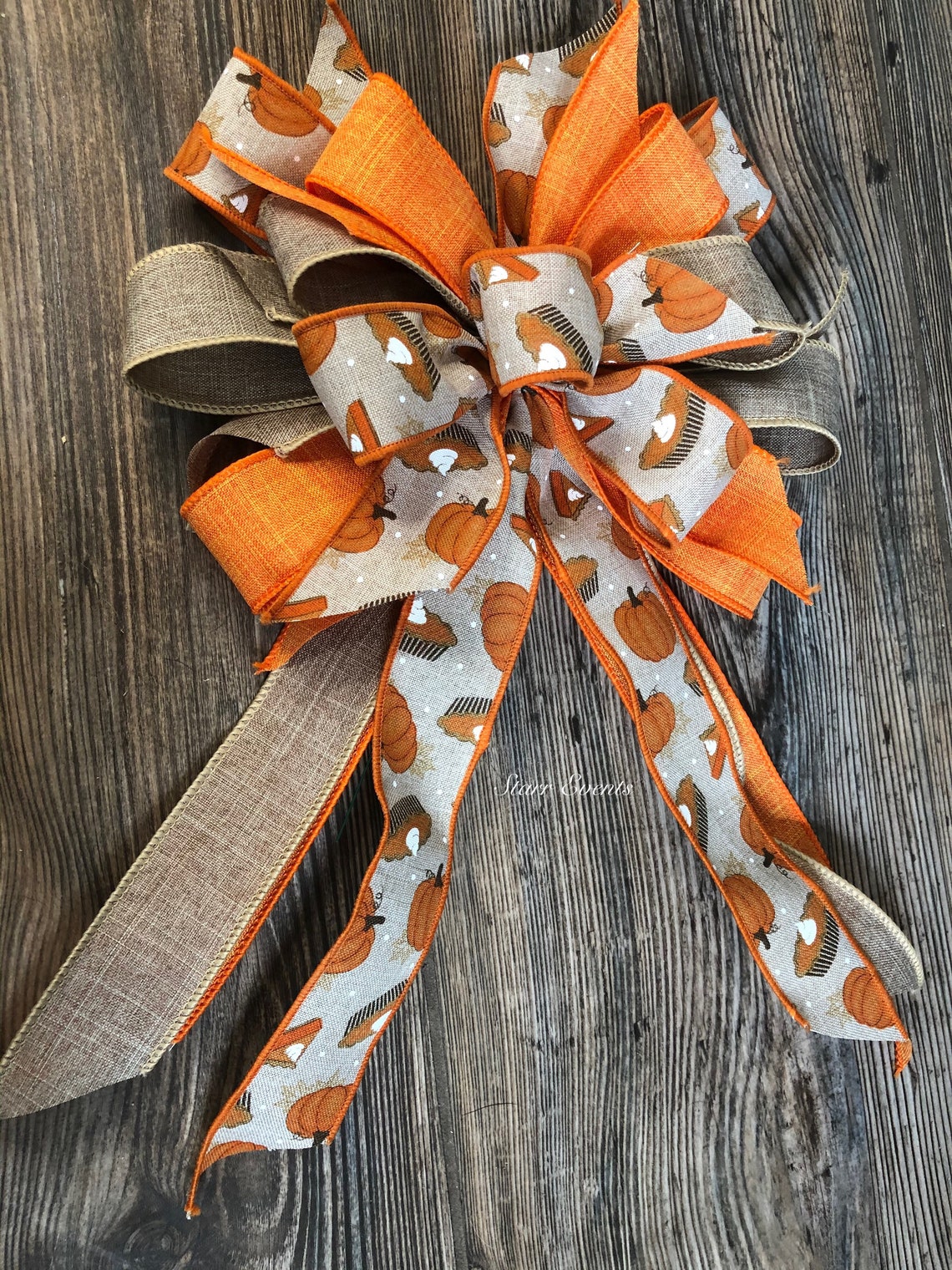 Fall Wreath Bow. Fall Bows. Pumpkin Pie Bows. Bows With Pumpkin Pie ...