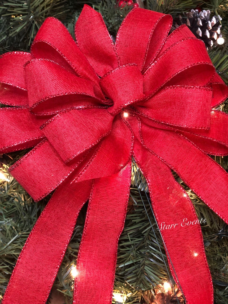 Red Christmas Bows. Christmas Wreath Bows. Rustic Christmas Decorations ...