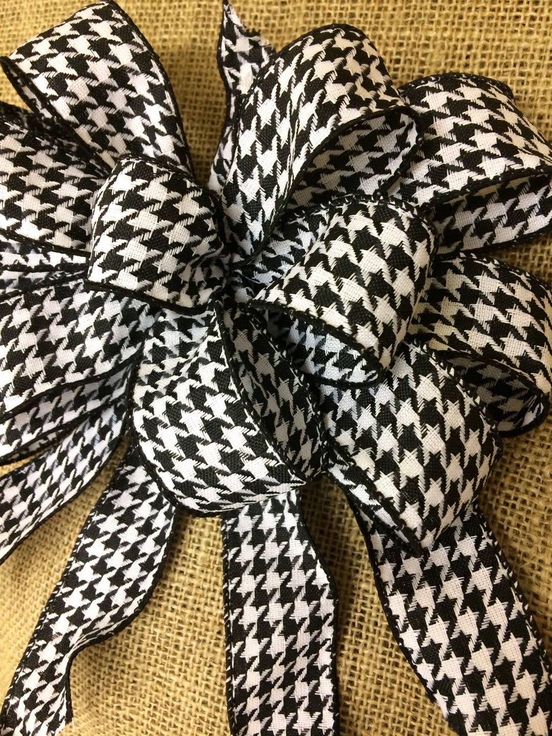 Houndstooth Bow. Black and White Ribbon. Black and White Bows for ...
