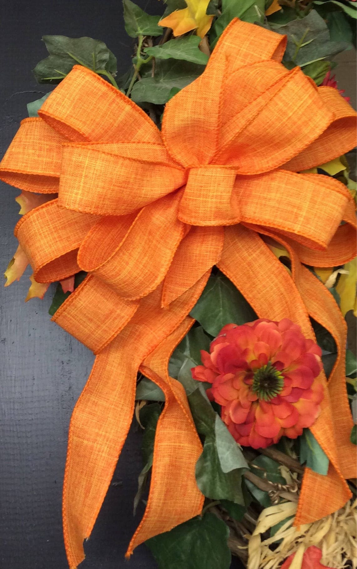Fall Wreath bow. Orange ribbon. Fall bows. Fall decor. Orange | Etsy