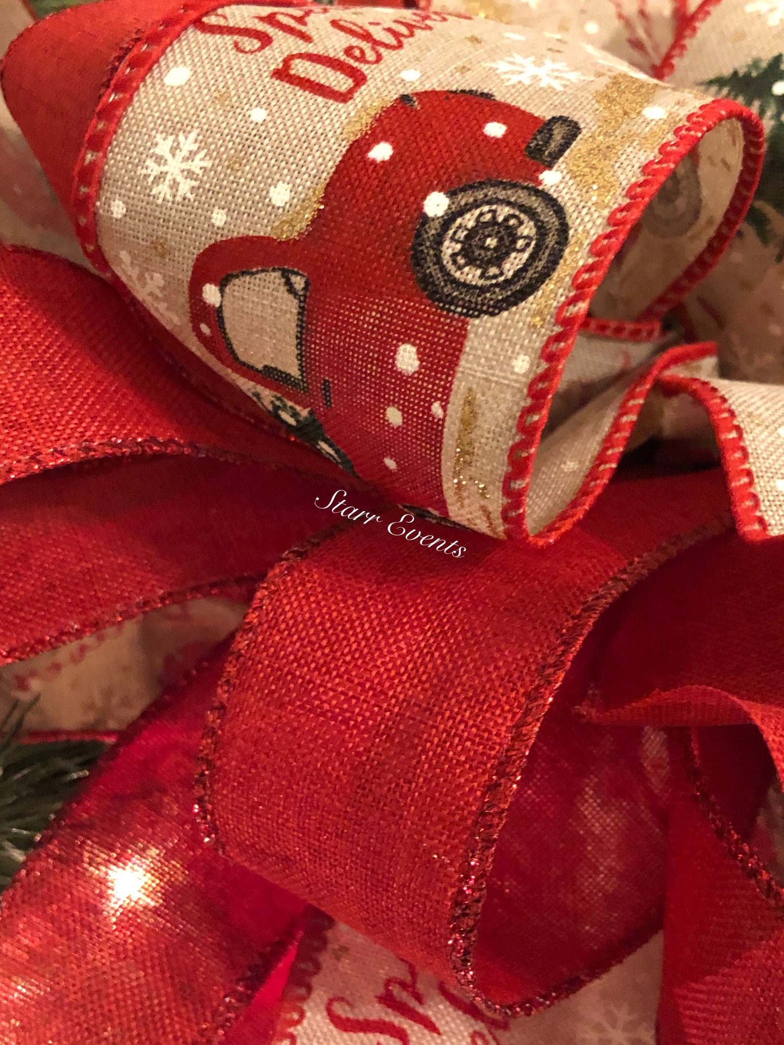 Rustic Christmas Tree Topper. Christmas Tree Bows. Red Truck | Etsy