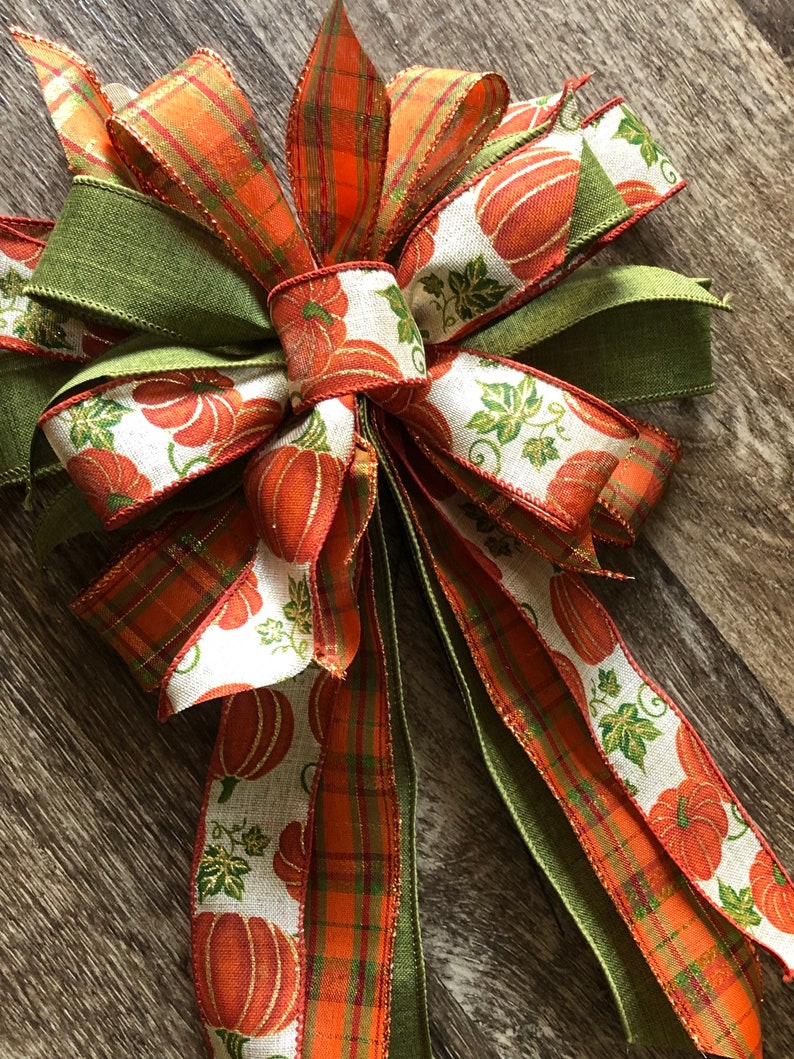 Fall Wreath Bow Bows for Wreaths Fall Bows With Pumpkins Fall | Etsy