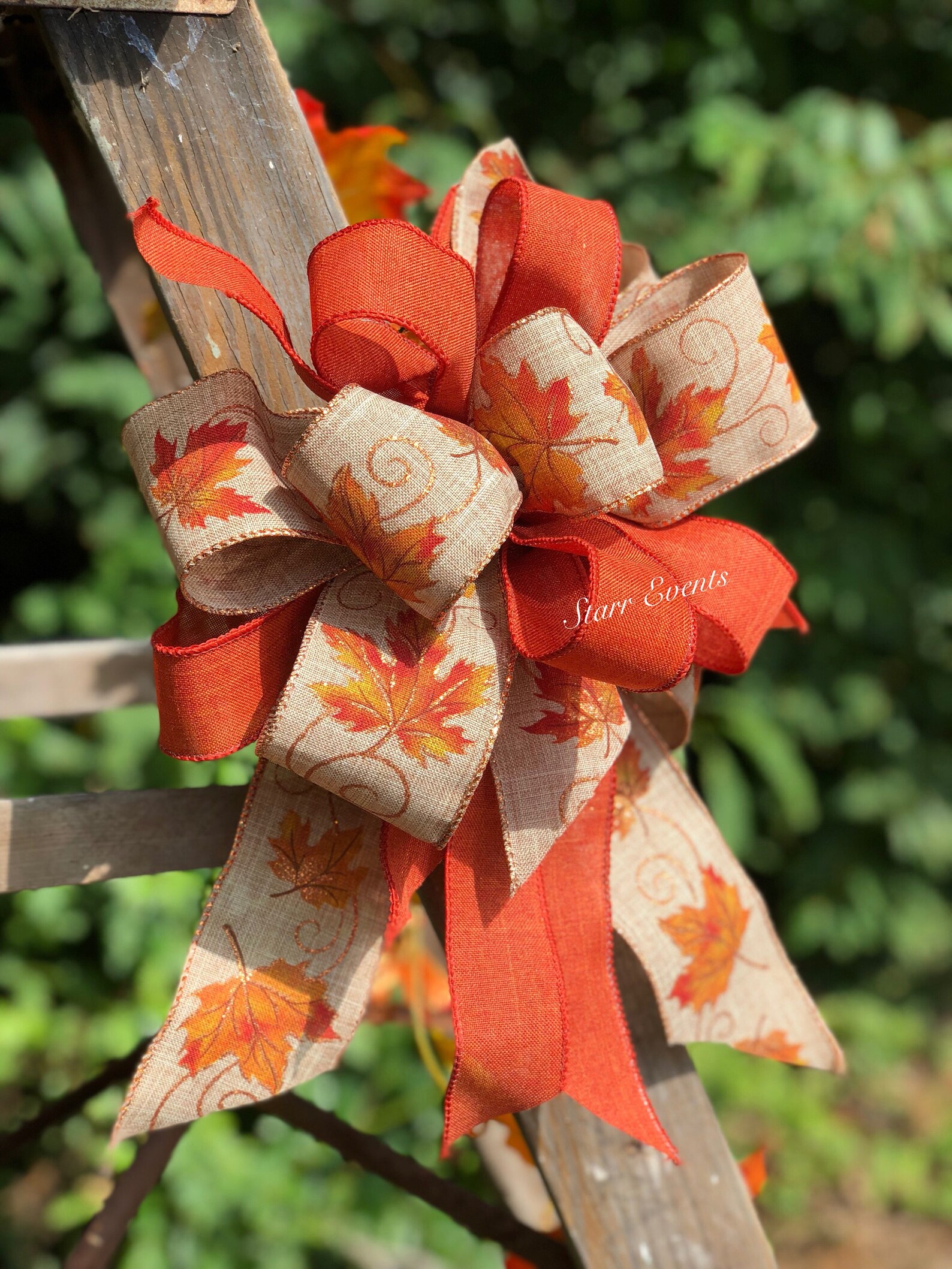 Fall Wreath Bow. Burnt Orange Ribbon. Bows for Wreaths. Rustic Fall ...