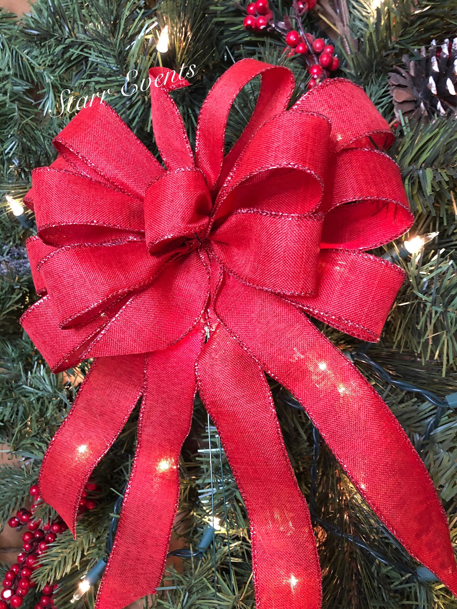Red Christmas Bows. Christmas Wreath Bows. Rustic Christmas Decorations ...