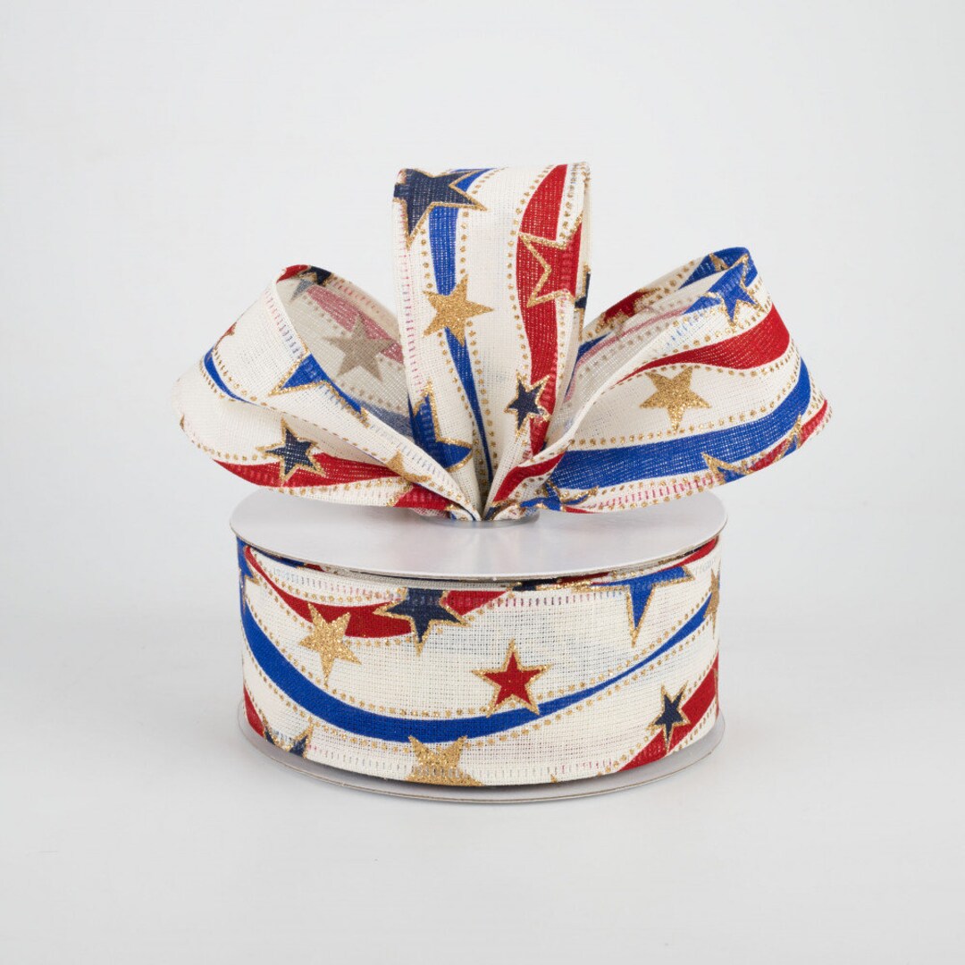 Fourth of July Ribbon by the Roll. 10 Yards. 1.5 Wide Rustic Americana ...