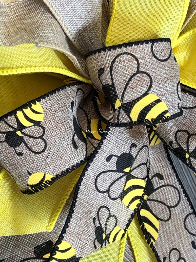 Bumble Bee Wreath Bow. Bumble Bee Ribbon. Bows for Wreaths. | Etsy