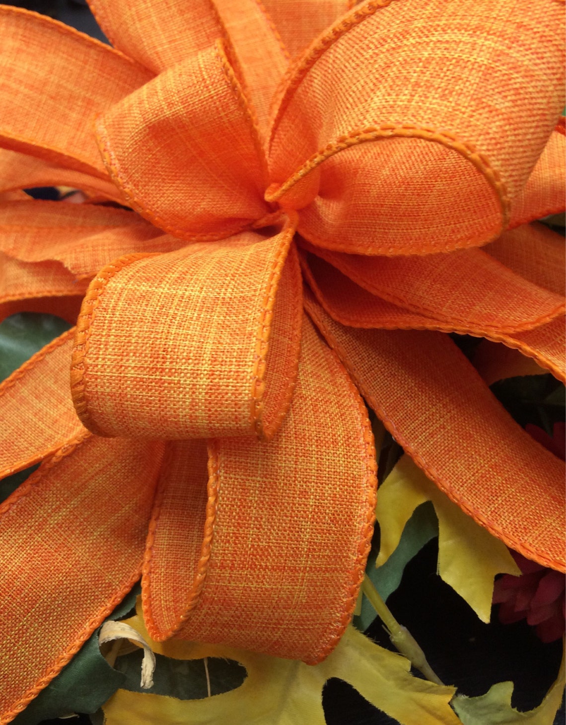 Fall Wreath bow. Orange ribbon. Fall bows. Fall decor. Orange | Etsy